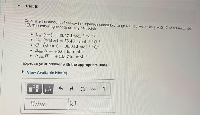 Solved Calculate the amount of energy in kilojoules needed | Chegg.com