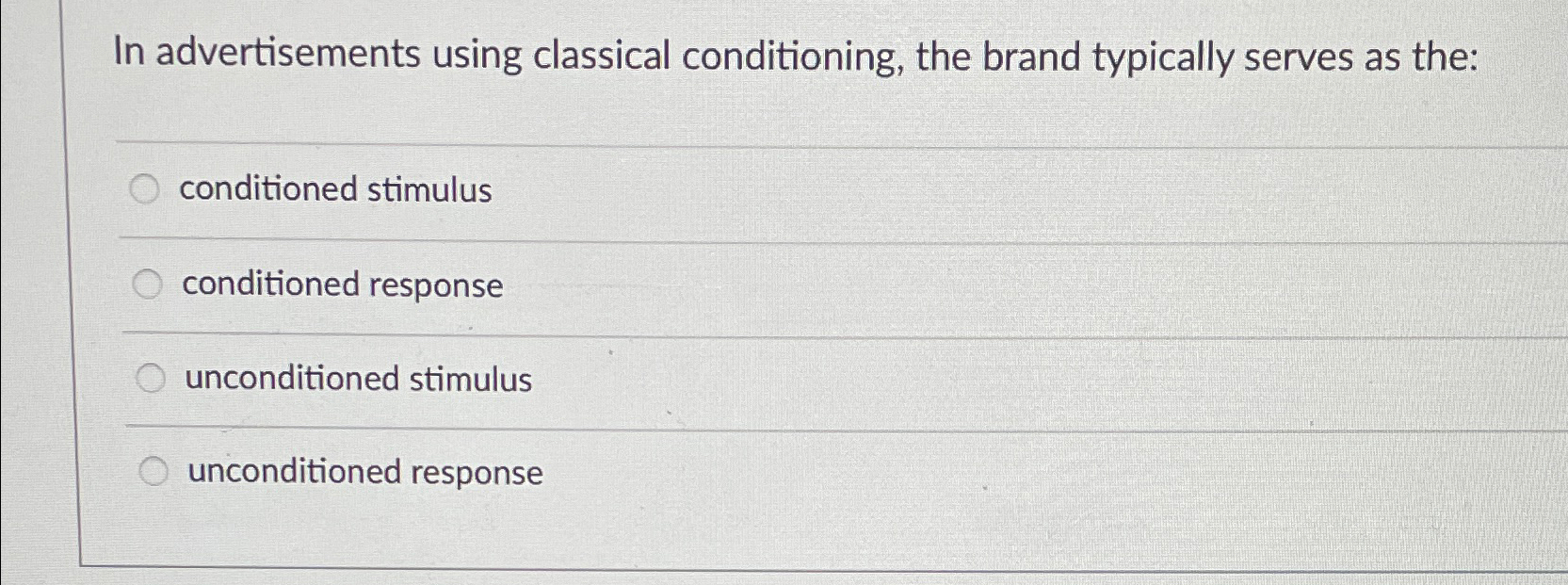 Solved In advertisements using classical conditioning, the | Chegg.com