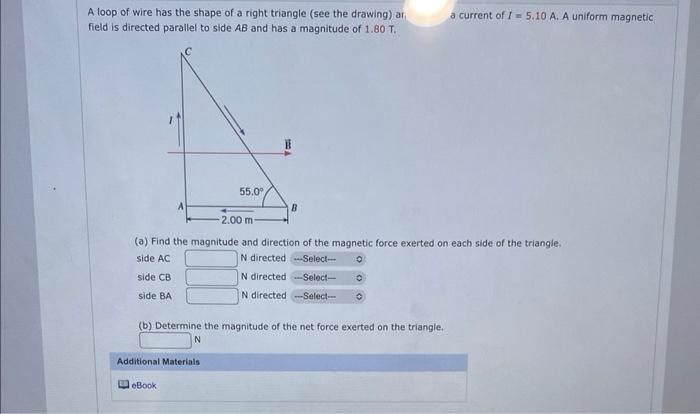 Solved A loop of wire has the shape of a right triangle (see | Chegg.com