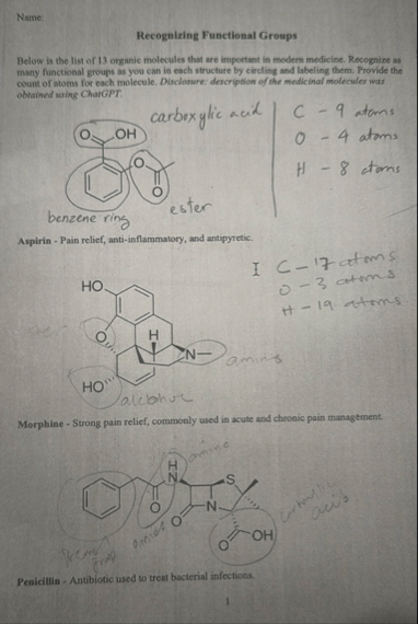 Solved Name:Recognizing Functional GroupsBelow is the list | Chegg.com