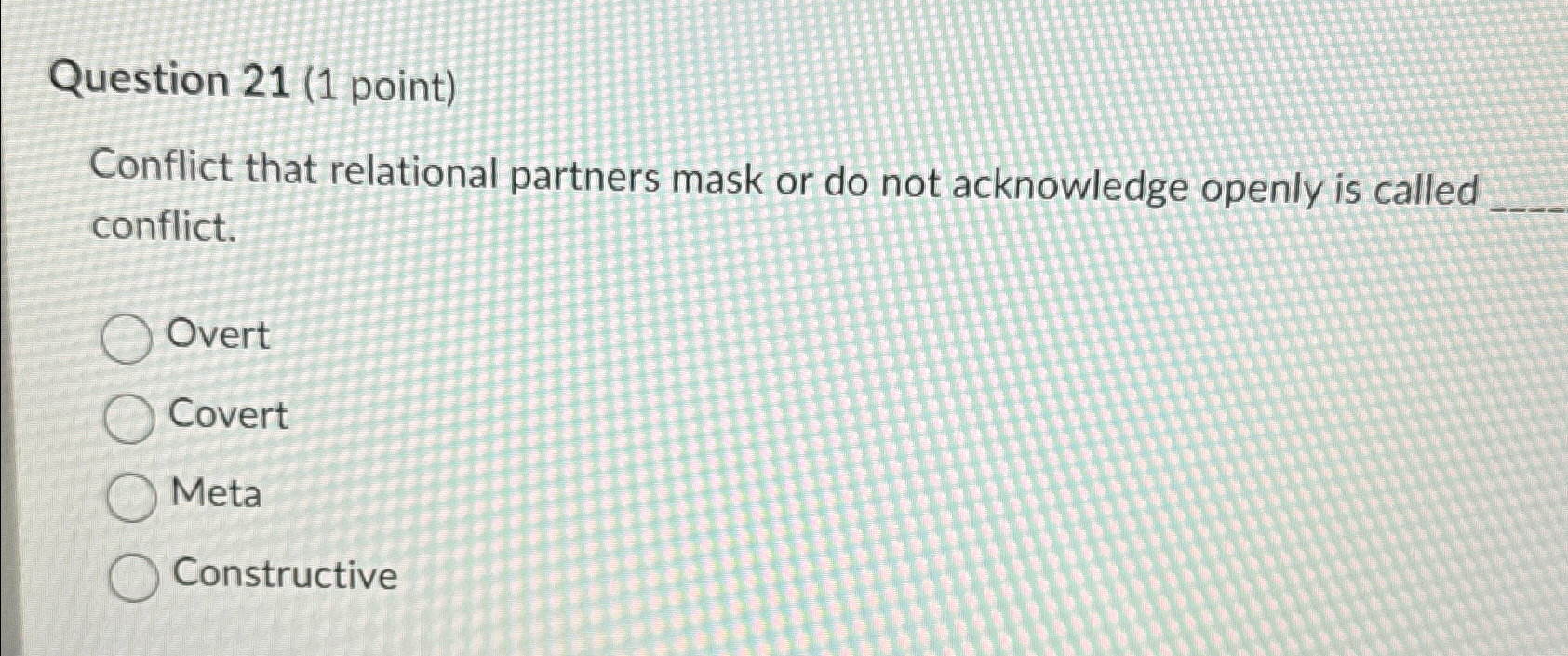 Solved Question 21 (1 ﻿point)Conflict that relational | Chegg.com