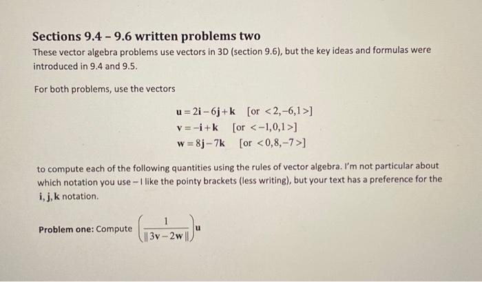 Solved Sections 9.4−9.6 written problems two These vector | Chegg.com