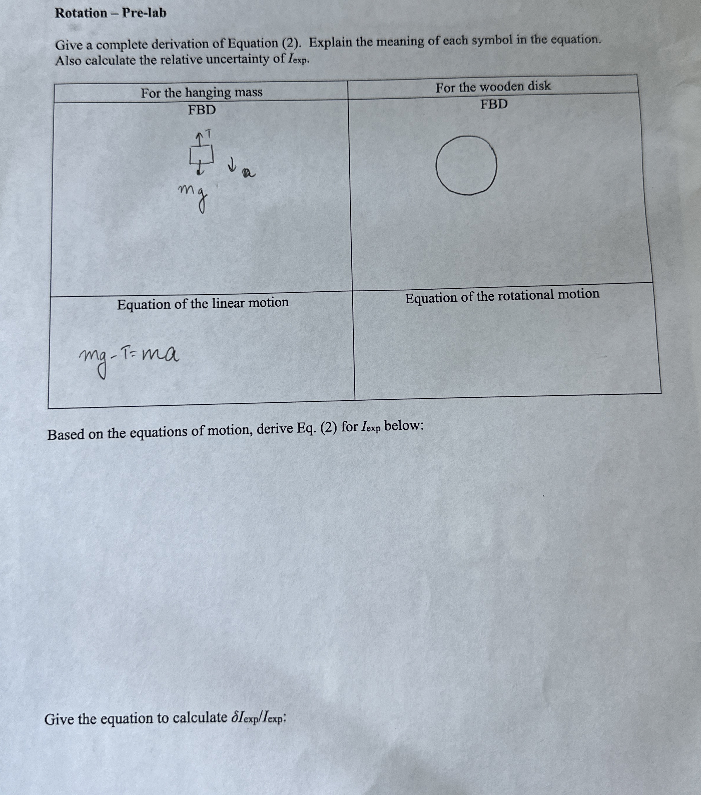 Solved Rotation - ﻿Pre-labGive a complete derivation of | Chegg.com