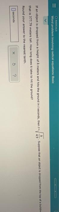 Solved O RADICALS III Word problem involving radical | Chegg.com