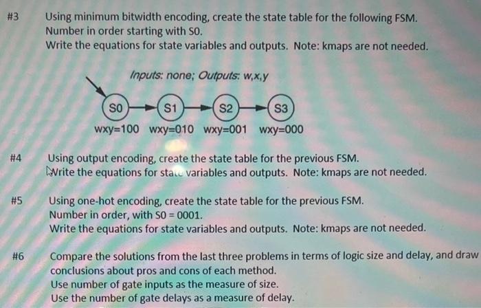 Solved \#3 Using minimum bitwidth encoding, create the state | Chegg.com