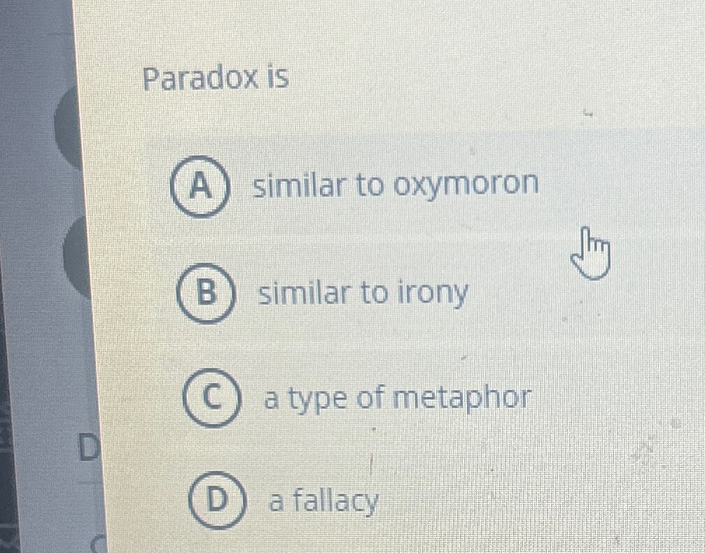 Solved Paradox issimilar to oxymoronsimilar to ironya type | Chegg.com
