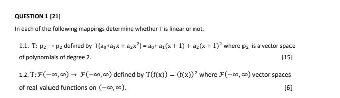 Solved In each of the following mappings determine whether T | Chegg.com