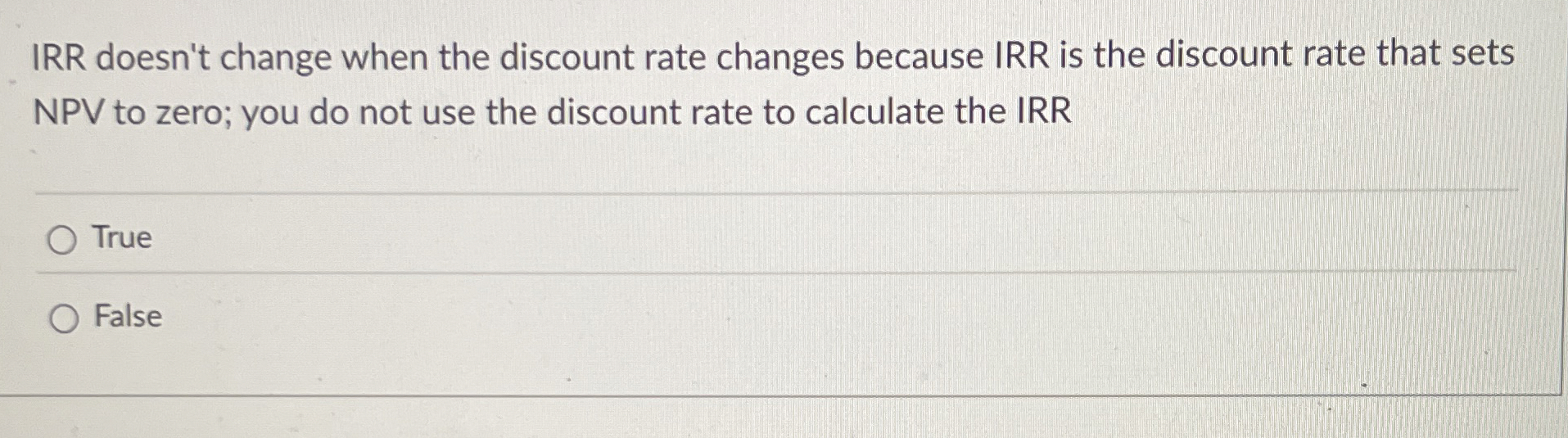 Solved IRR doesn't change when the discount rate changes | Chegg.com