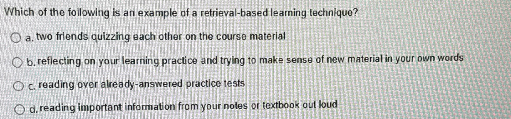 Solved Which of the following is an example of a | Chegg.com