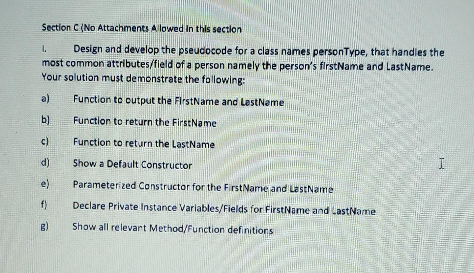 Solved Section C (No Attachments Allowed in this section I. | Chegg.com