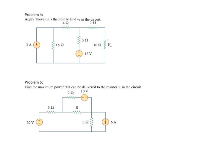 Solved Problem 4: Apply Thevenin's theorem to find v0 in the | Chegg.com