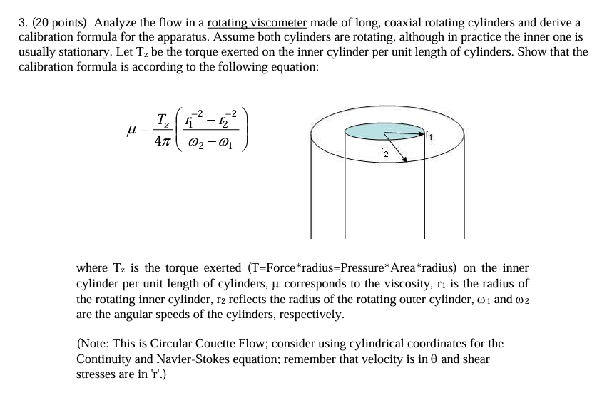 Solved (20 ﻿points) ﻿Analyze the flow in a rotating | Chegg.com