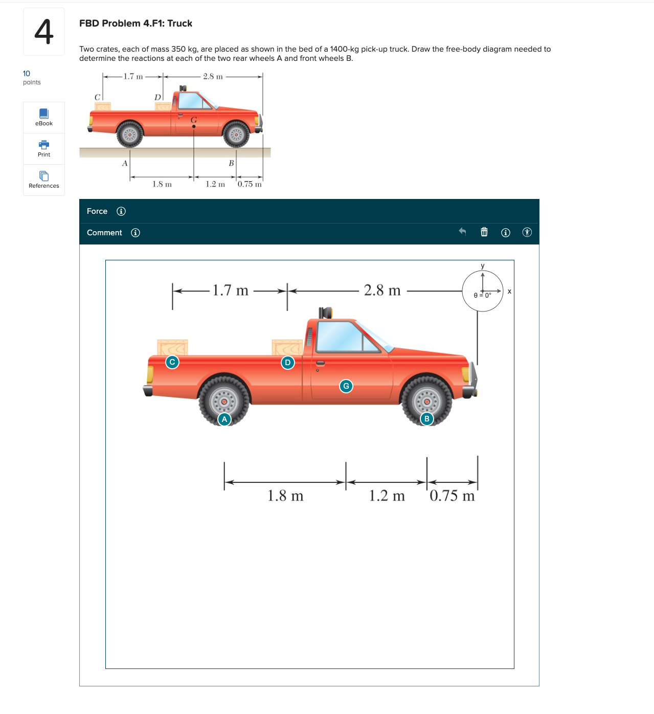Solved 4 ﻿FBD Problem 4.F1: Truck Two crates, each of mass | Chegg.com