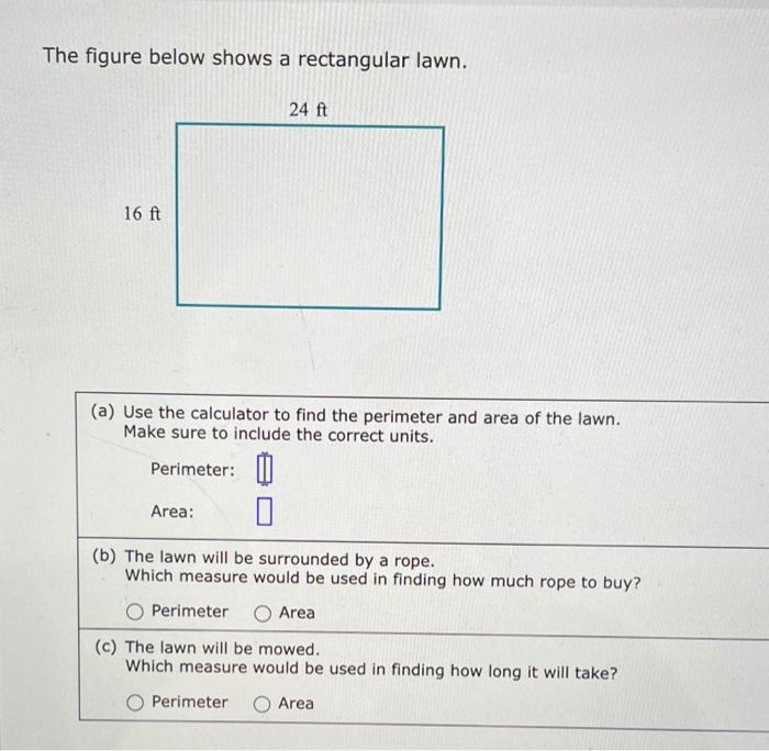 Solved The figure below shows a rectangular lawn. (a) Use | Chegg.com
