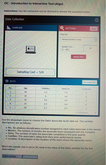 DC - Introduction to Interactive Tool (Algo) | Chegg.com