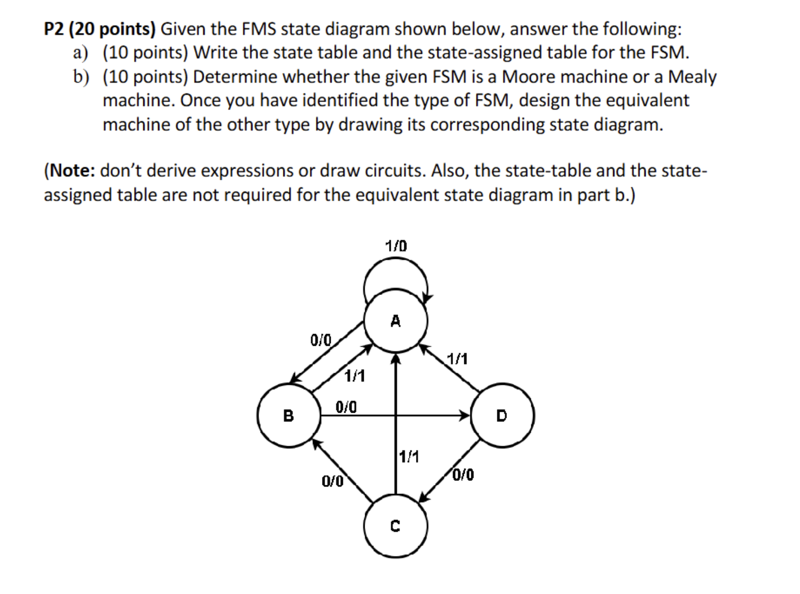 Solved by an EXPERT P2 (20 ﻿points) ﻿Given the FMS state diagram shown | Chegg.com