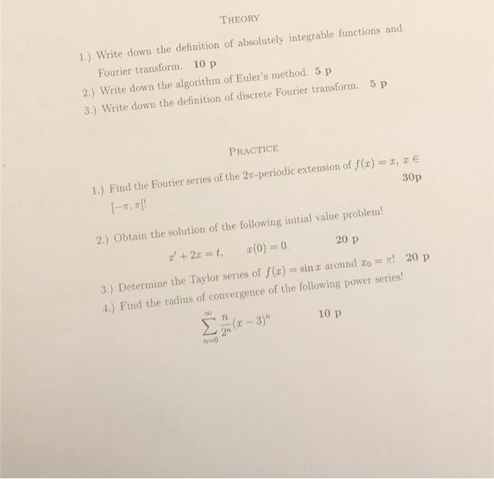 Solved THEORY 1.) Write down the definition of absolutely | Chegg.com