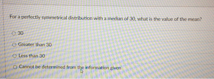 Solved For a perfectly symmetrical distribution with a | Chegg.com