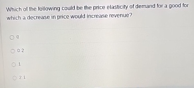 Solved Which of the following could be the price elasticity | Chegg.com