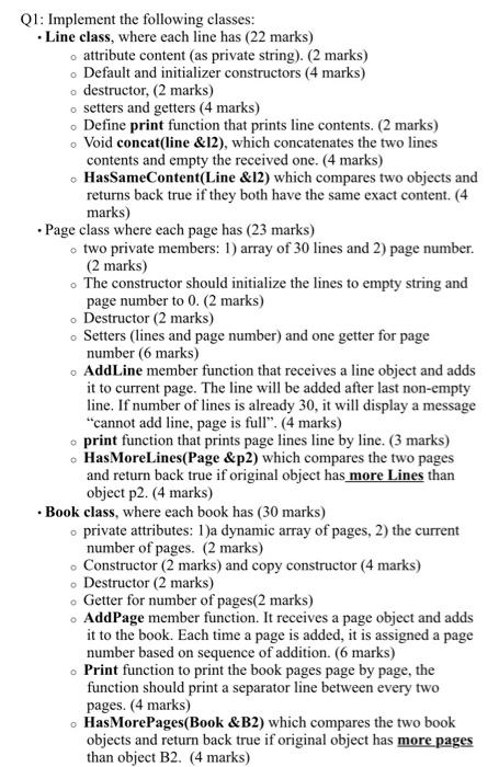 Solved Q1: Implement the following classes: · Line class, | Chegg.com