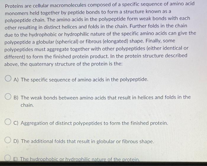Solved Proteins are cellular macromolecules composed of a | Chegg.com