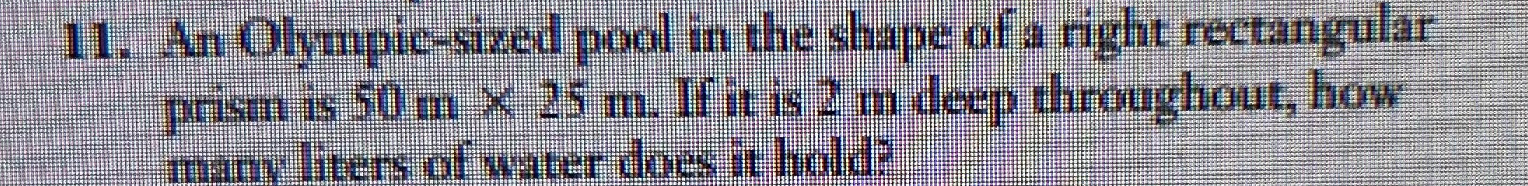 Solved An Olympic-sized pool in the shape of a right | Chegg.com