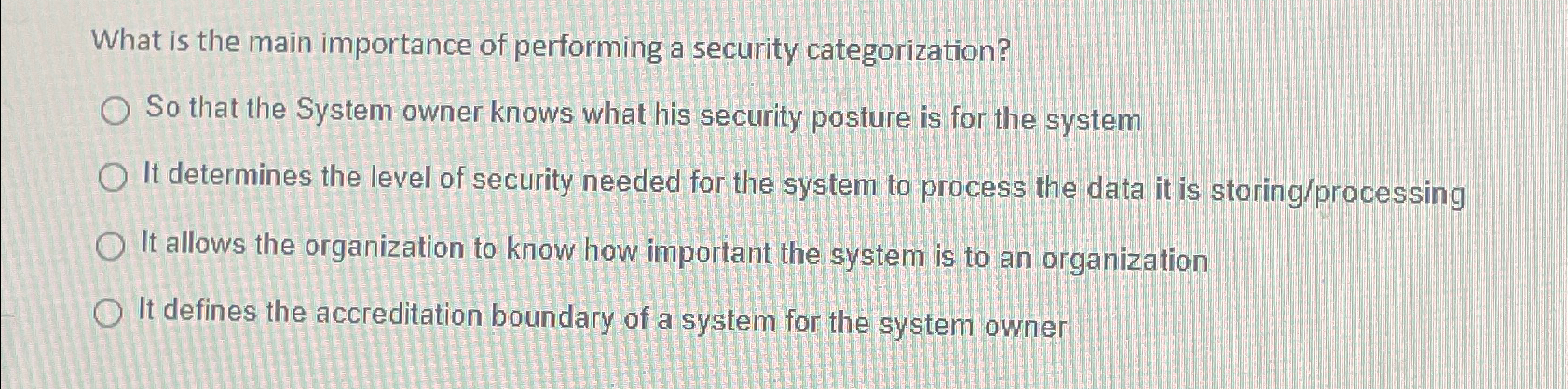 Solved What is the main importance of performing a security | Chegg.com