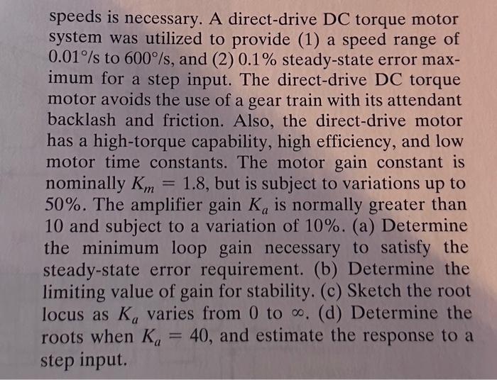 P7.12 A precision speed control system (Figure P7.12) | Chegg.com