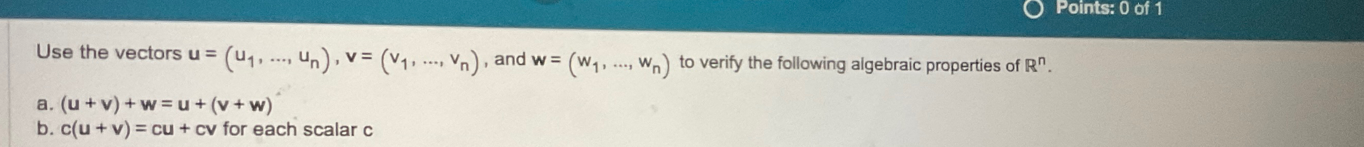 Solved Points: 0 ﻿of 1Use the vectors | Chegg.com