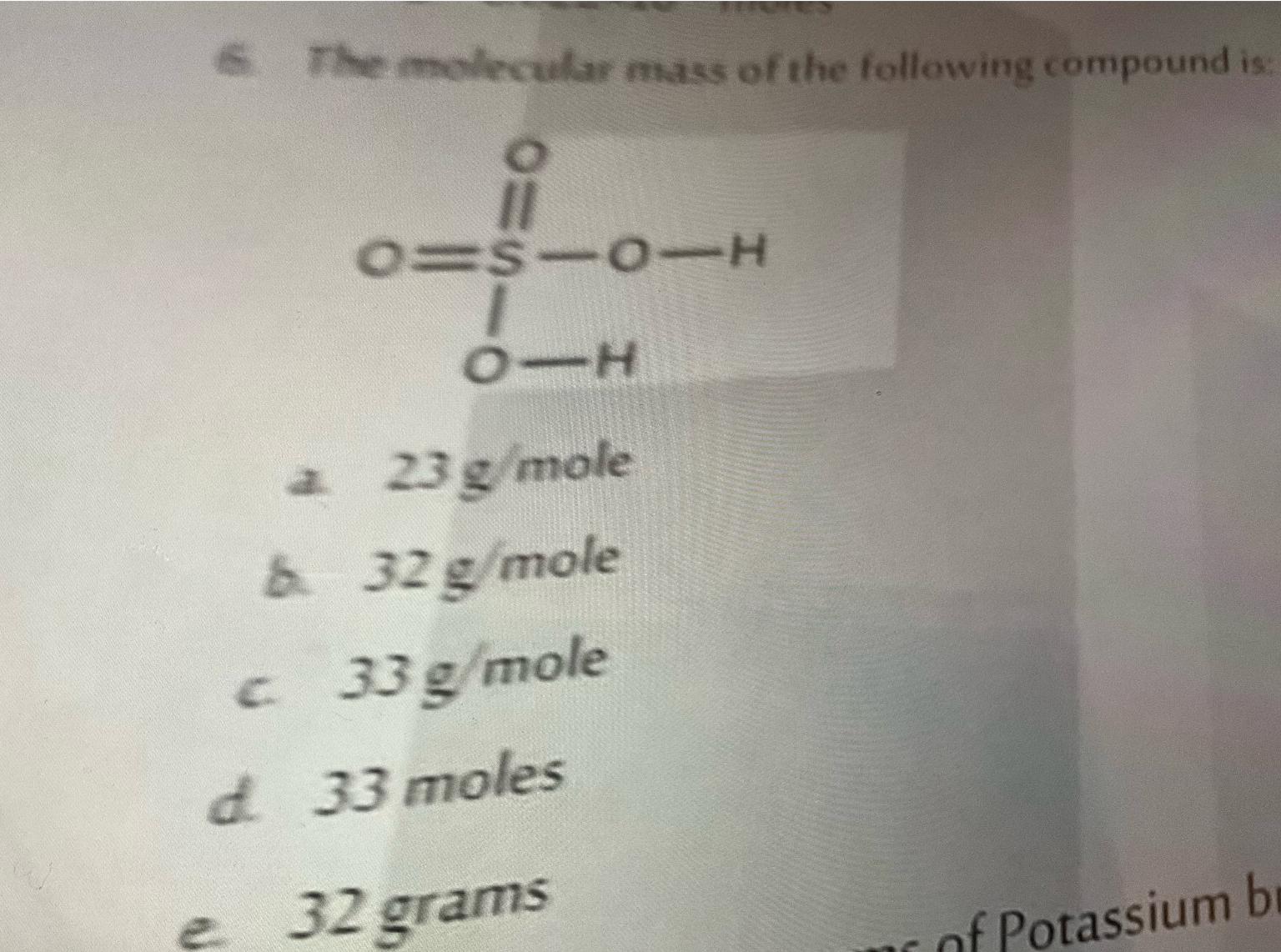 The molecular mass of the following compound | Chegg.com