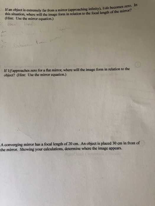 Solved Ifian object is extremely far from a mirror | Chegg.com