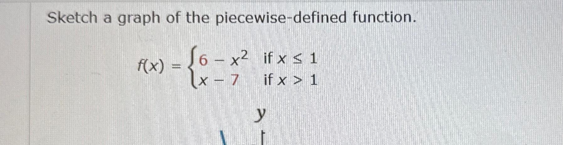 Solved Sketch a graph of the piecewise-defined | Chegg.com