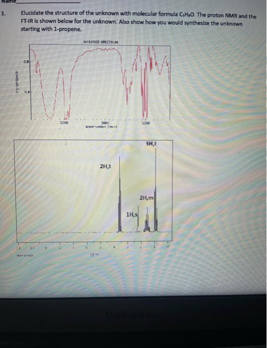 Solved Elucidate the structure of the unknown with molecular | Chegg.com
