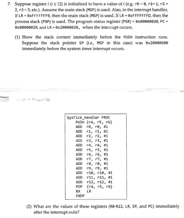 Solved 7. Suppose register i(i≤12) is initialized to have a | Chegg.com