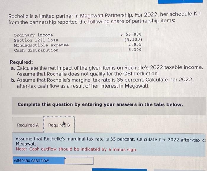 Solved Rochelle is a limited partner in Megawatt | Chegg.com