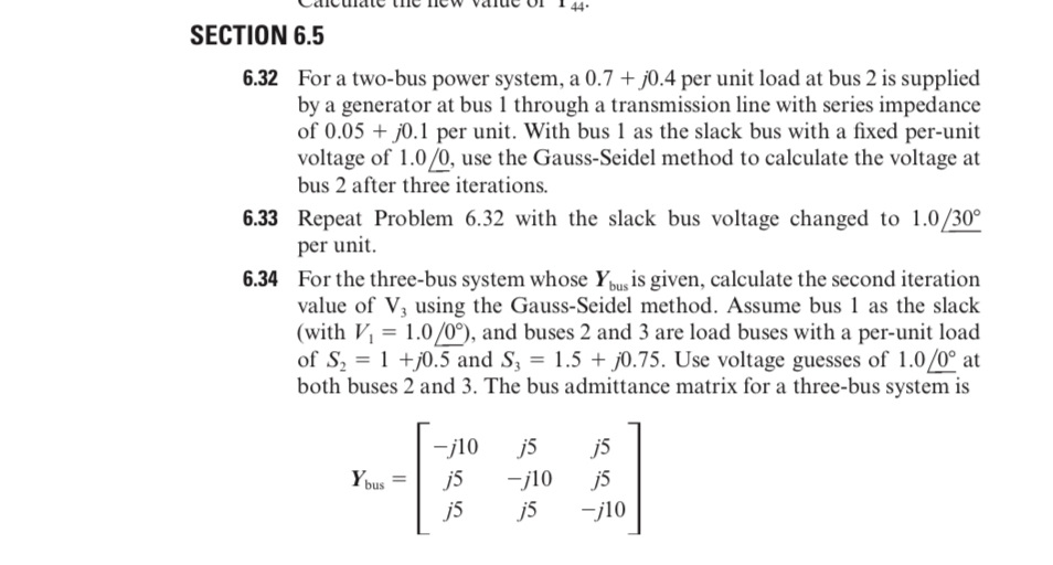 Solved SECTION 6.56.32 ﻿For a two-bus power system, a | Chegg.com