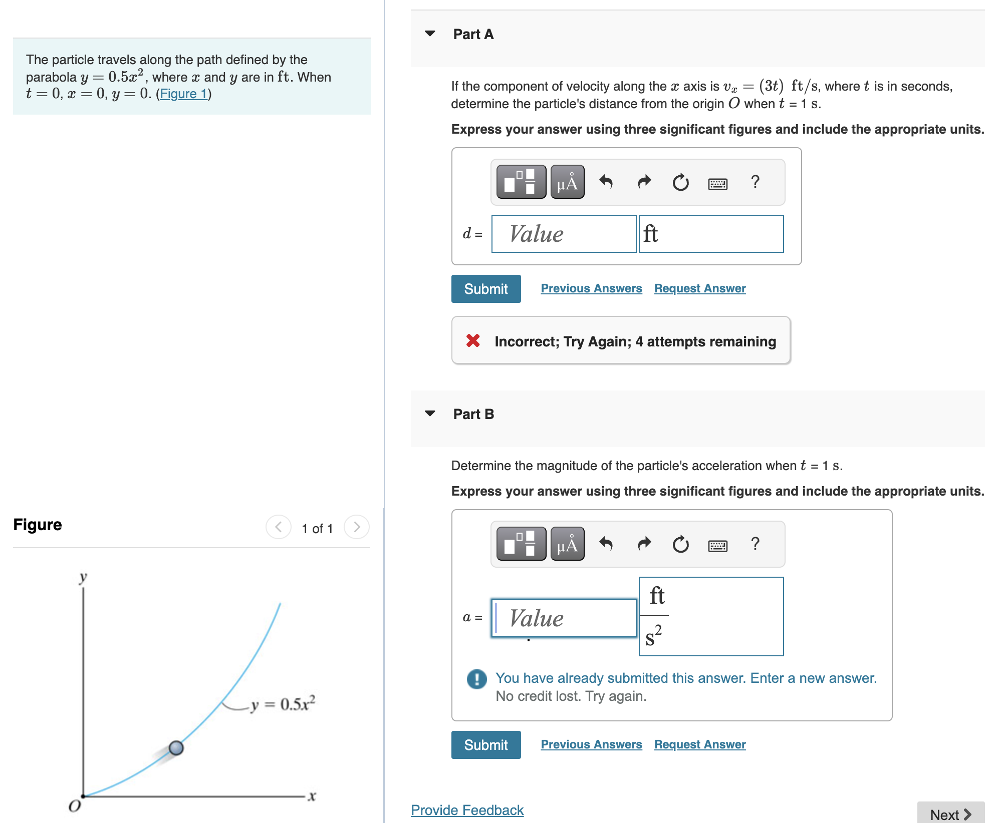 Solved Part AThe particle travels along the path defined by | Chegg.com
