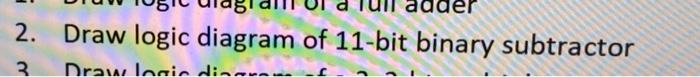 Solved 2. Draw logic diagram of 11-bit binary subtractor 3 | Chegg.com