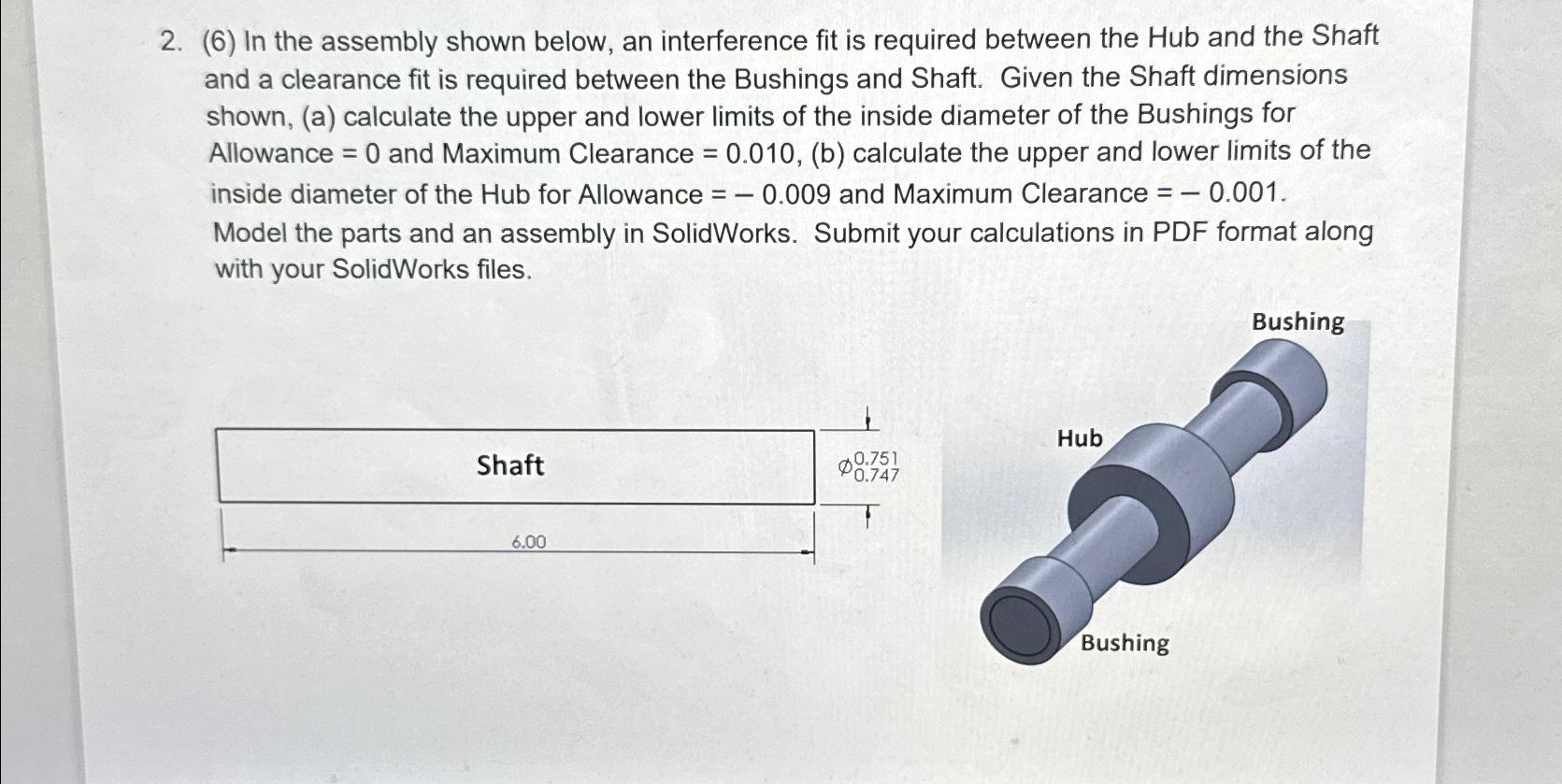 (6) ﻿In the assembly shown below, an interference fit | Chegg.com