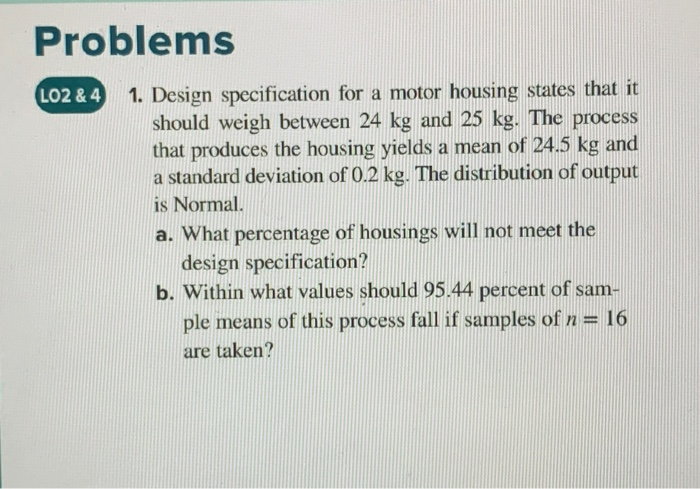 Solved Problems LO2 & 4 1. Design specification for a motor | Chegg.com