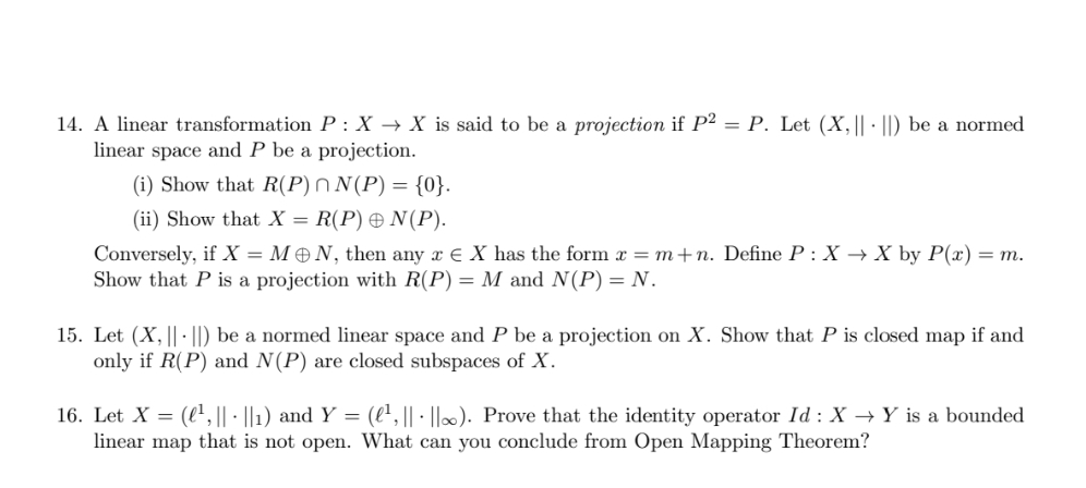 Solved A linear transformation P:x→x ﻿is said to be a | Chegg.com