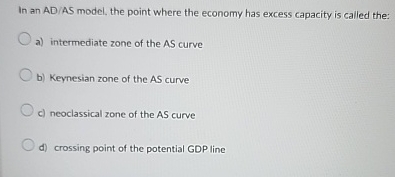 Solved In an ADAS ﻿model, the point where the economy has | Chegg.com