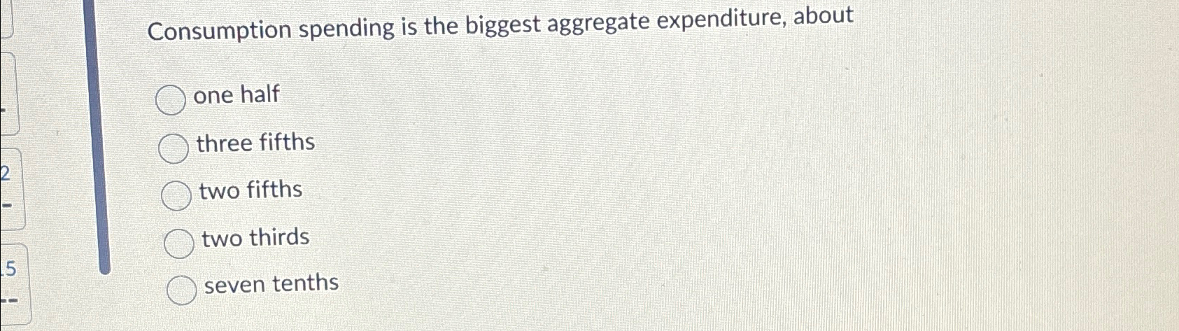Solved Consumption spending is the biggest aggregate | Chegg.com