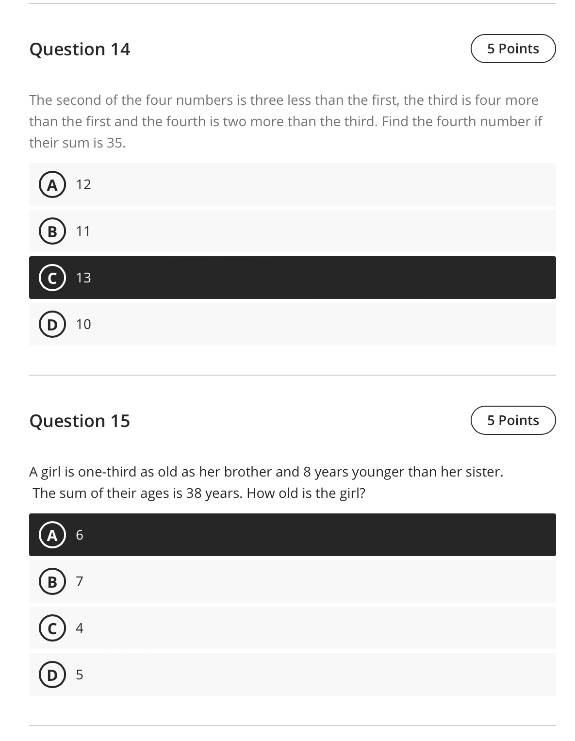 Solved Question 15A girl is one-third as old as her brother | Chegg.com
