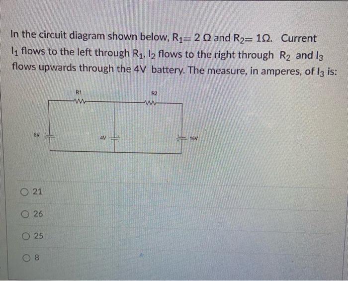 Solved In the circuit diagram shown below, R₁= 2 2 and R2= | Chegg.com
