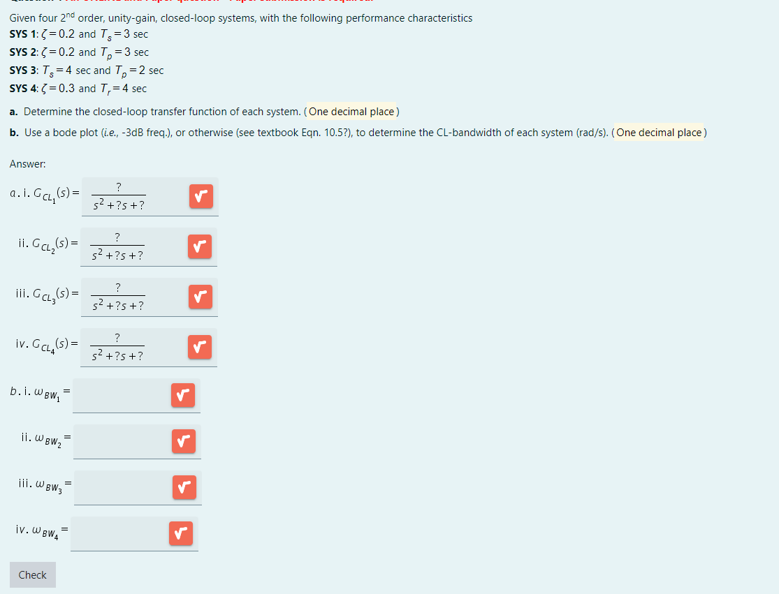 Solved Given four 2nd ﻿order, unity-gain, closed-loop | Chegg.com