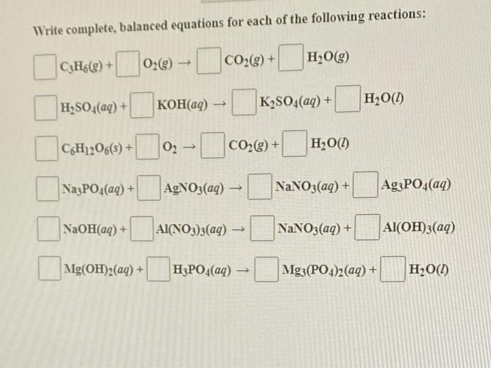 Solved Write complete, balanced equations for each of the | Chegg.com