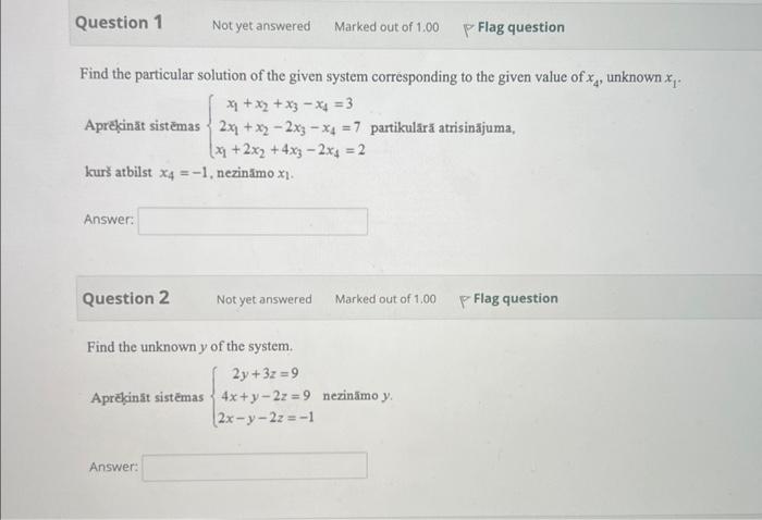 Solved Find the particular solution of the given system | Chegg.com