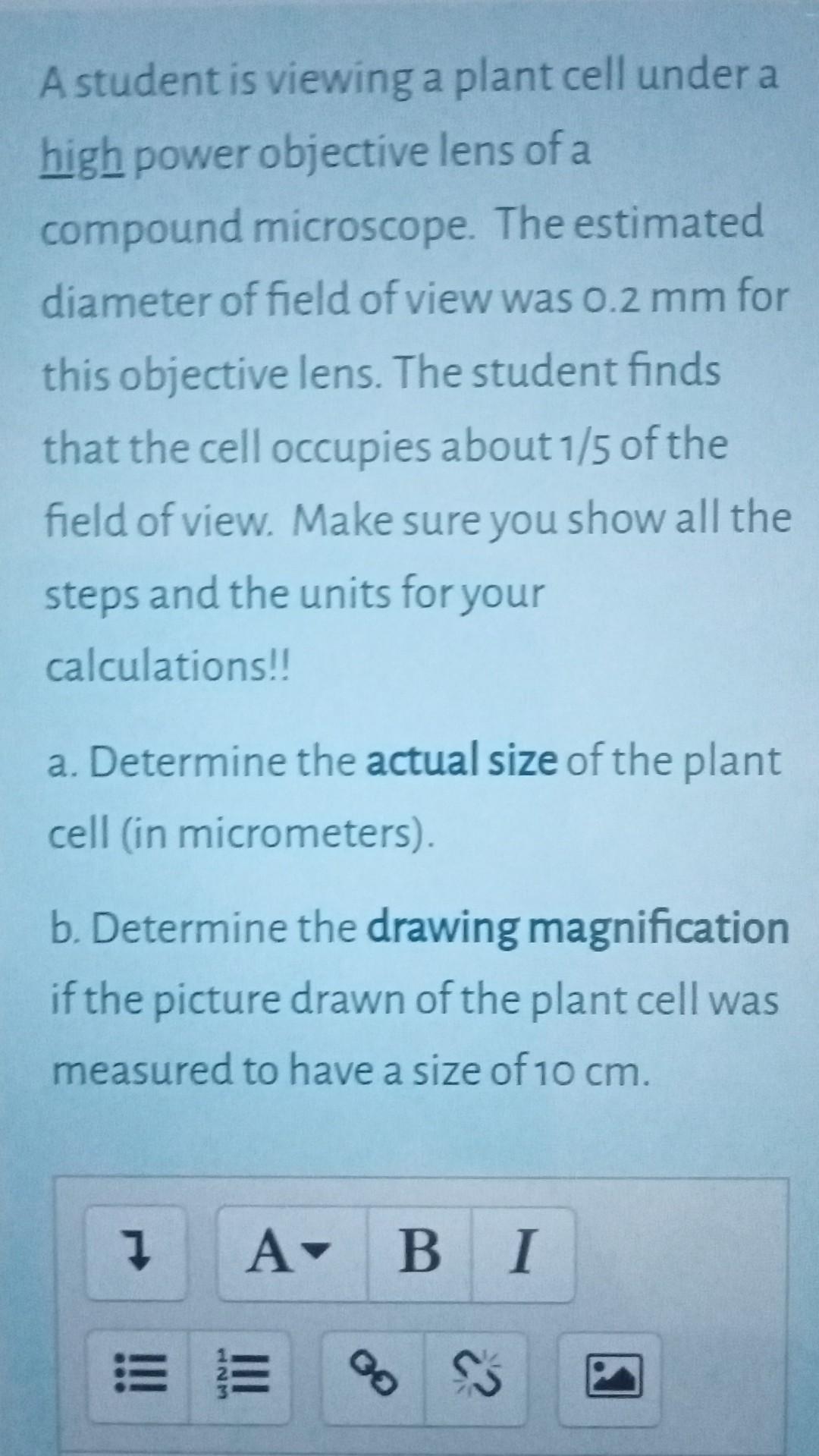 Solved A student is viewing a plant cell under a high power | Chegg.com