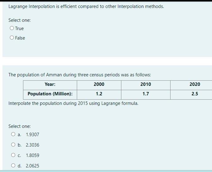 Solved NumericalLagrange Interpolation is efficient compared | Chegg.com